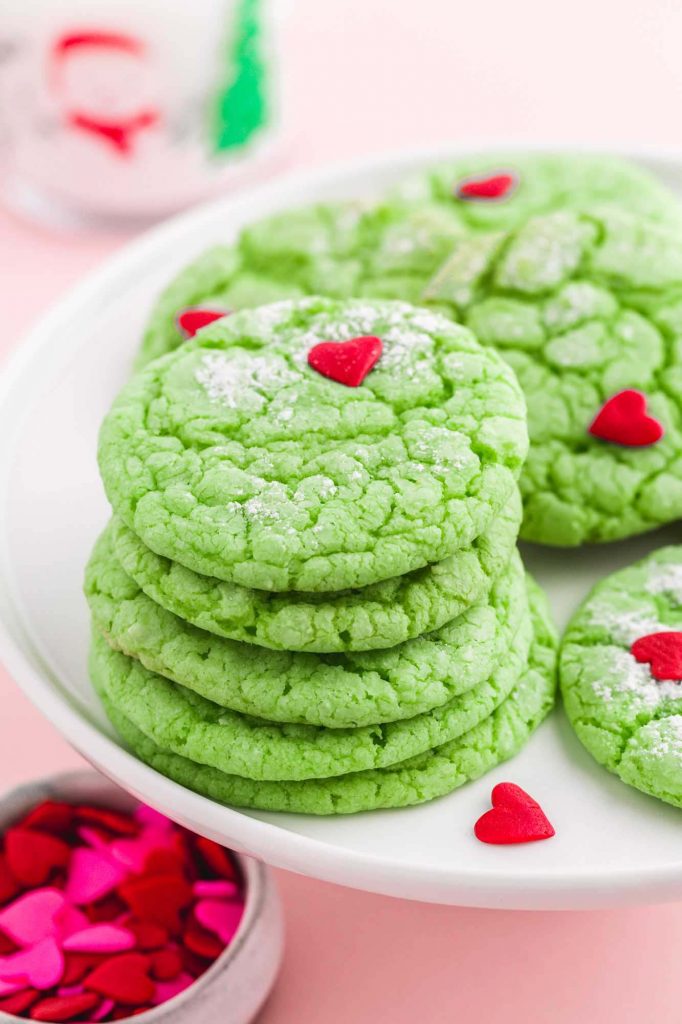 Grinch Cookies (Easy Cake Mix Cookies) - Fun Cookie Recipes