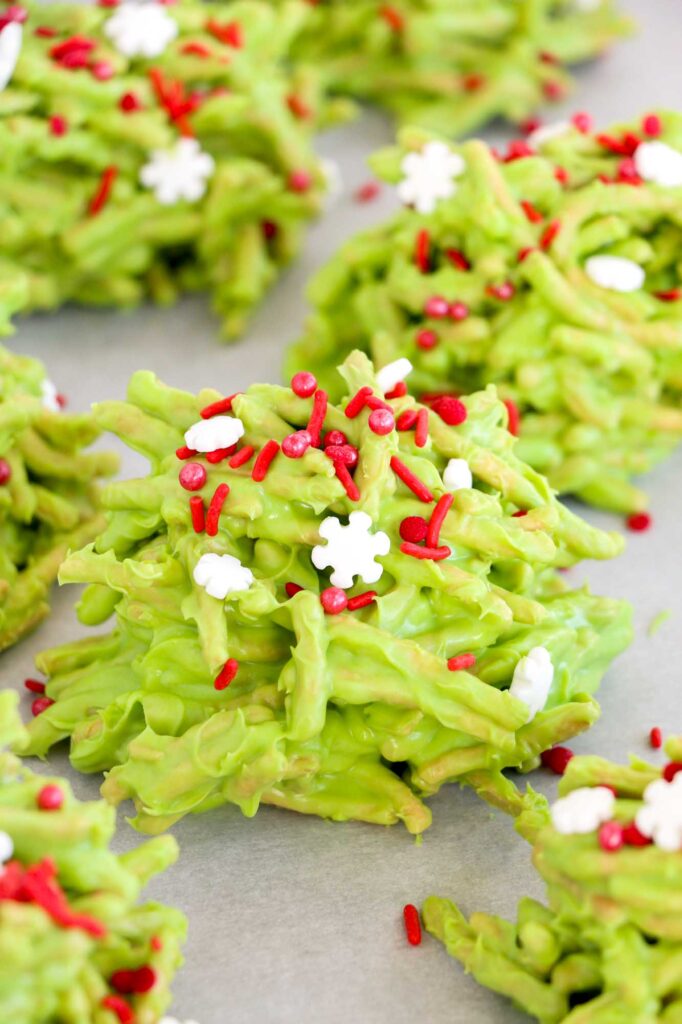 Holiday Haystack Cookies (No-Bake Recipe) - Fun Cookie Recipes