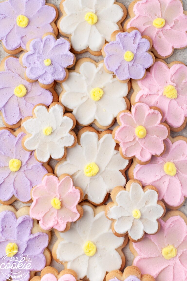 Flower Cookies Decorated with Buttercream - Fun Cookie Recipes