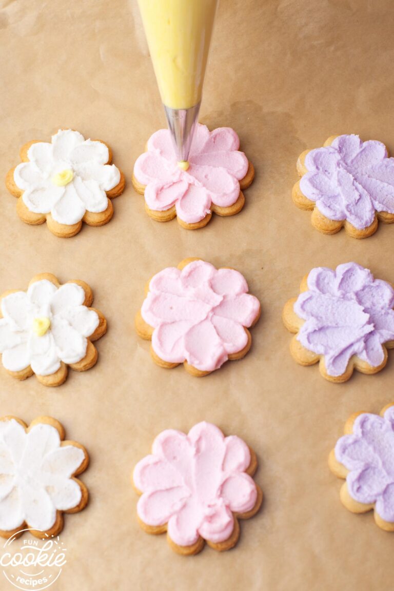 Flower Cookies Decorated with Buttercream - Fun Cookie Recipes